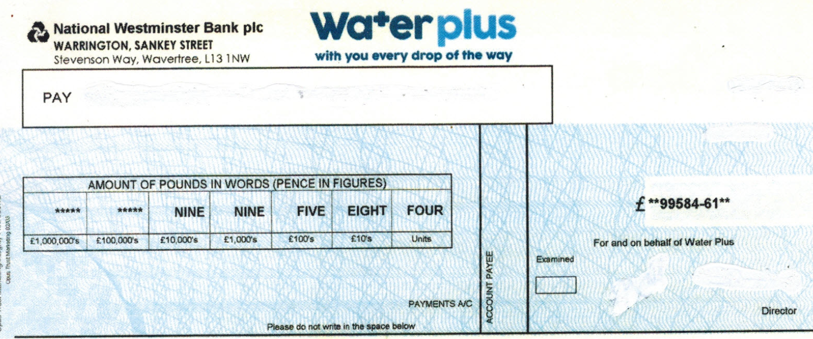 £99,584 historical overcharge uncovered by water consultancy H2O.